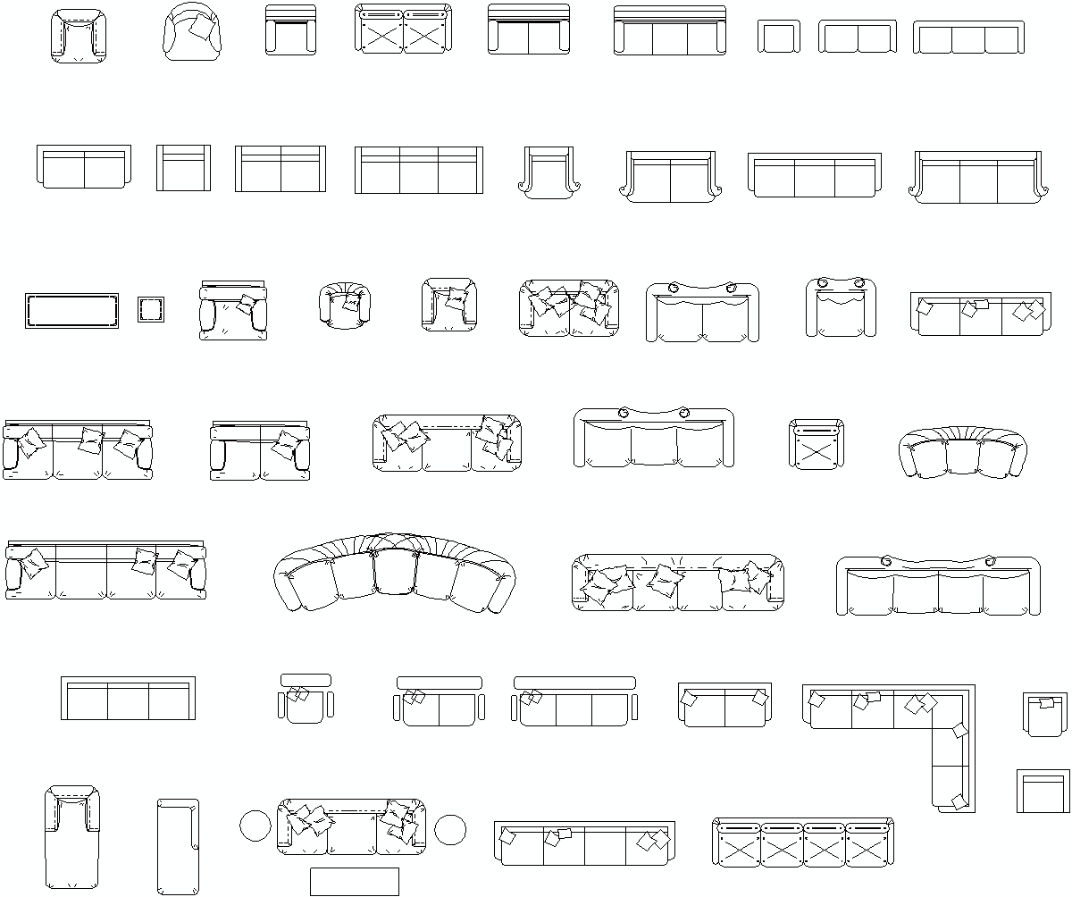 Sofa CAD Blocks – 49 Free DWG Models for Living Room Furniture