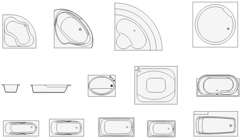 Bathtubs CAD Blocks in Plan and Section– Free DWG Download - cadblock.org